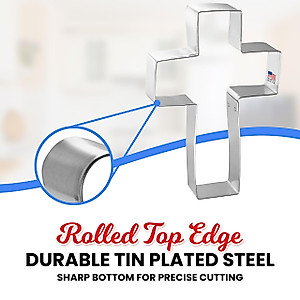 CookieCutterCom Cross Cookie Cutter 5 Inch –Tin Plated Steel Cookie Cutters – Cross Cookie Mold