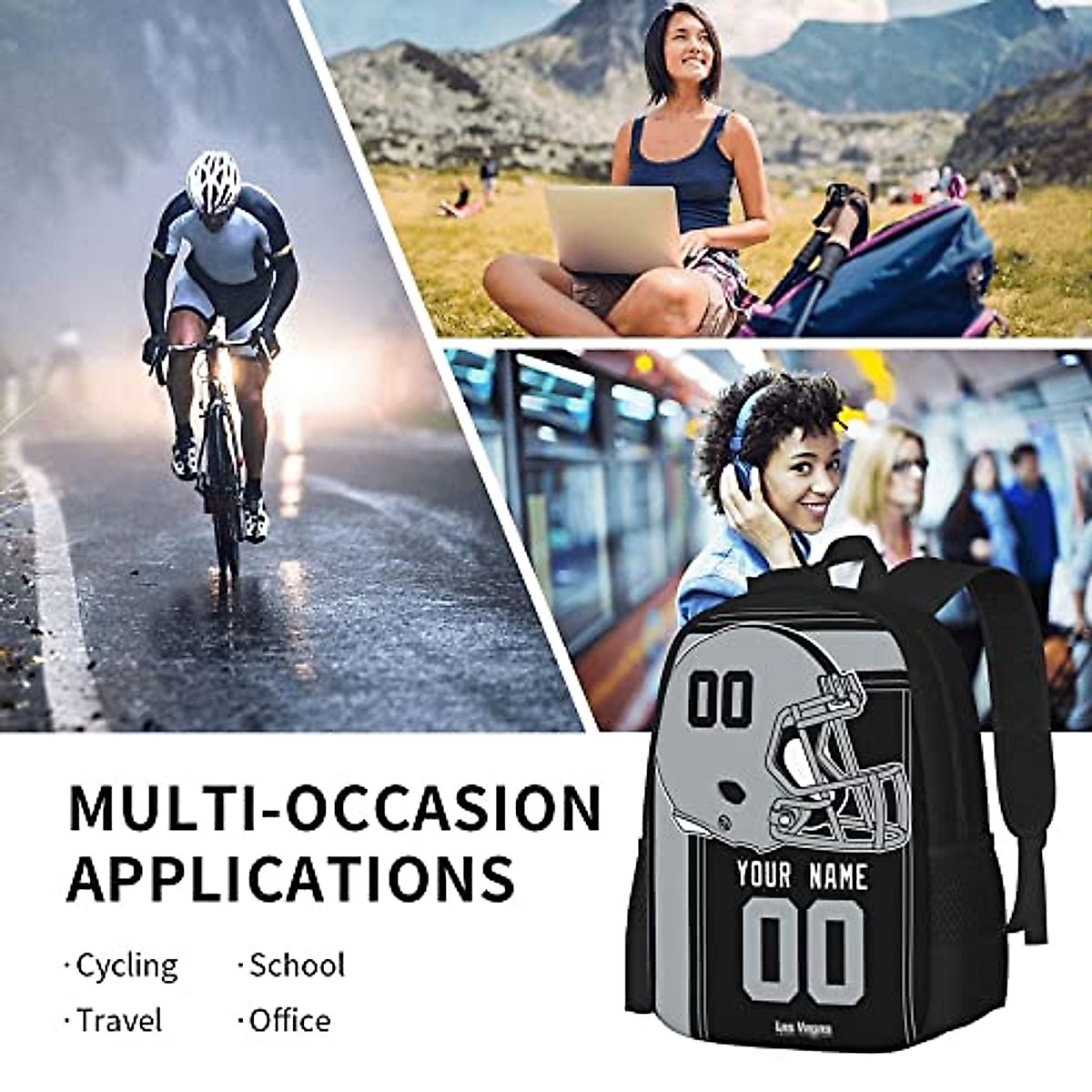 ANTKING Las Vegas Backpack Customized High capacity Personalized Any Name and Number Fans Gifts for Kids Men