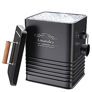 ELITAPRO Laundry Powder Container with Scoop Modern Farmhouse Laundry Powder Metal Box Dispenser with Lid Laundry Room Storage Decor and Accessories (Black)