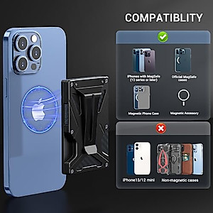 KLVEOL Mag Safe Wallet Case, The First Patent Card Holders 2 in 1 Air Tag Holder and Money Clip, Magnetic Adhesive Wallet for iPhone Series of 15/14/13/12 Pro/ProMax and Magsafe Devise, Black