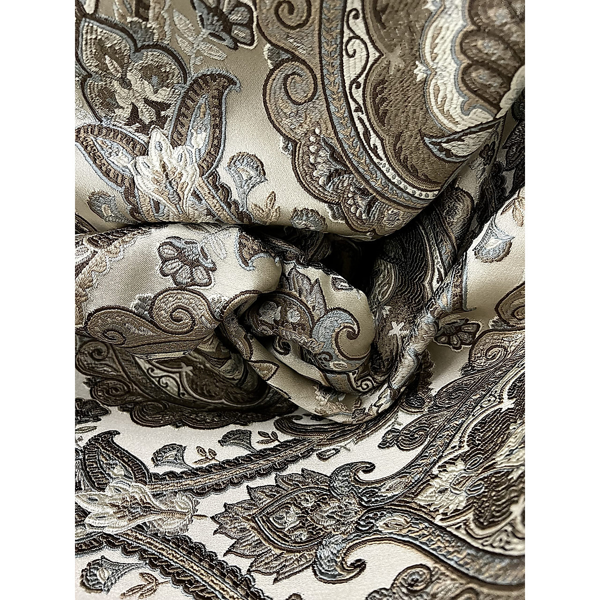 Decora Furnishings Luxurious Woven Jacquard Majestic Damask Fabric for Upholstery, Dining Chairs, Window Treatments, Crafts - Renaissance Rococo Victorian - 54" Width - by The Yard (Beige/Brown)