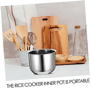 UPKOCH Inner Cooking Pot 3L Stainless Steel Pot for Rice Cooker and Rice Cooker Liner Rice Cooking Container Rice Maker Accessories for Rice Maker Cooker