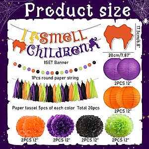 Hocus Pocus Halloween Decorations I Smell Children Banner Hocus Pocus Halloween Baby Shower Party Decorations, Hocus Pocus Sign with Paper Pompoms Tassels and Lanterns Hocus Pocus Halloween Decor