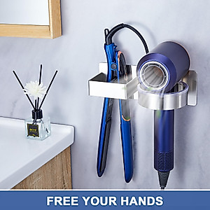 YAYINLI Hair Dryer Holder Wall Mounted, Hair Tool Organizer for Bathroom, Adhesive Blow Dryer Holder, Stainless steel Hair Dryer Hanger Hair Straightener Holder Curling Iron Holder for Barber Shops