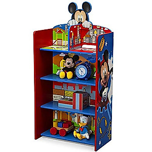 Delta Children Wooden Playhouse 4-Shelf Bookcase for Kids, Mickey Mouse