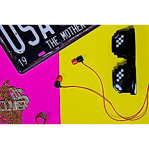 LUDOS Ultra Wired Earbuds in-Ear Headphones, 5 Years Warranty, Earphones with Microphone, Noise Isolating Ear Buds, Memory Foam for iPhone, Samsung, School Students, Kids, Women, Small Ears - Orange