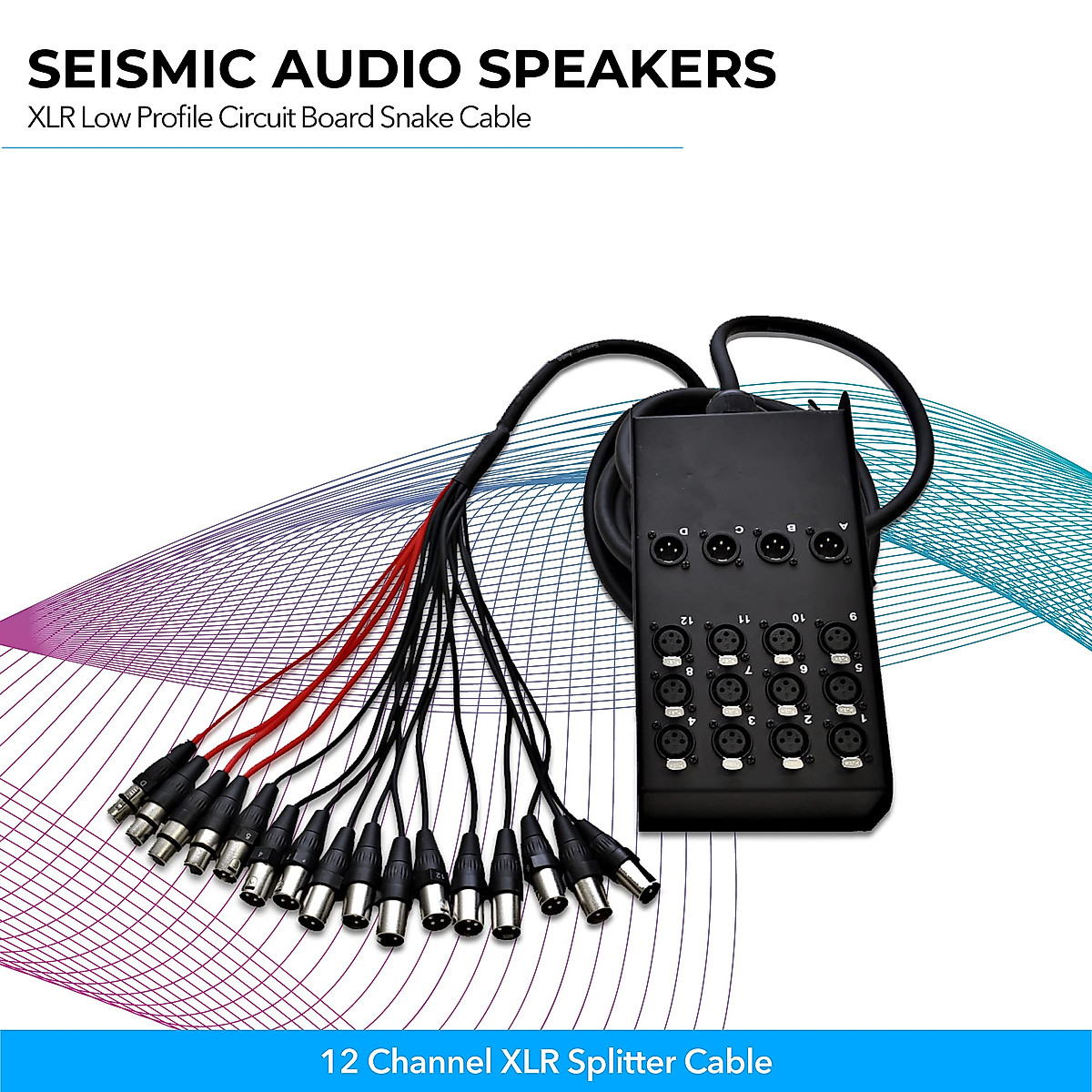 Seismic Audio Speakers 12 Channel Low Profile XLR Send Sub Snake Cable, XLR Splitter Cable, 25 Feet