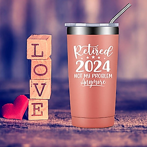 Fufandi Retired 2024 Not My Problem Anymore - Retirement Gifts for Women 2024 - Funny 2024 Retirement Gifts for Women, Coworkers, Teacher, Nurse, Doctor, Mom - Retirement Tumbler