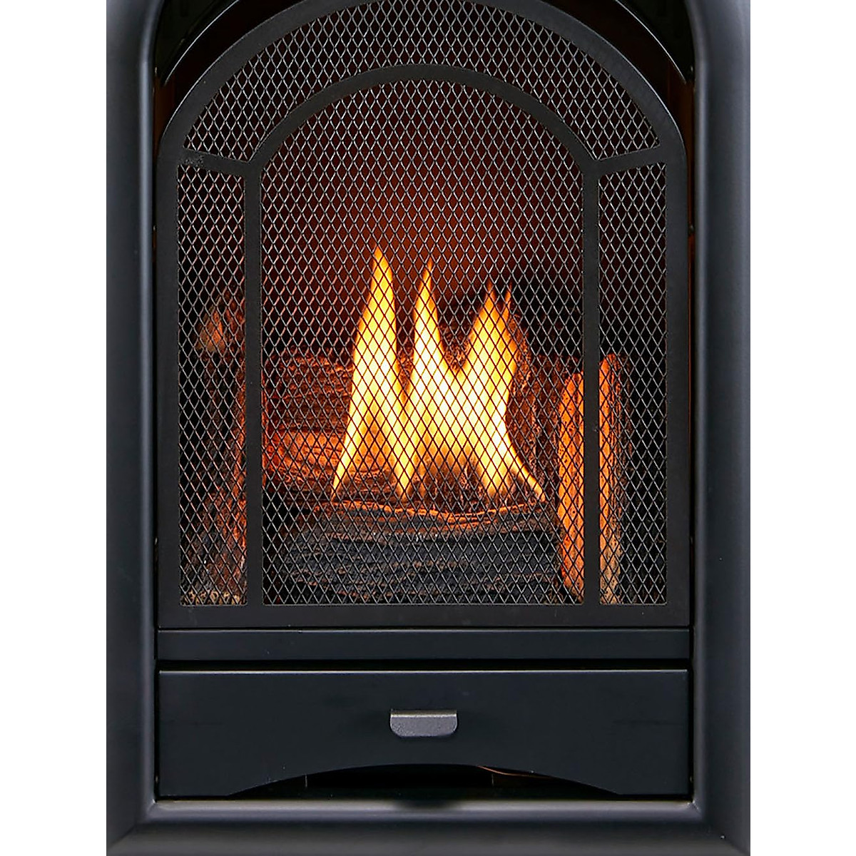ProCom Dual Fuel Ventless Gas Fireplace Insert with Thermostat Control, 5 Fire Logs, Use with Natural Gas or Liquid Propane, 15000 BTU, Heats up to 600 Sq. Ft., Black