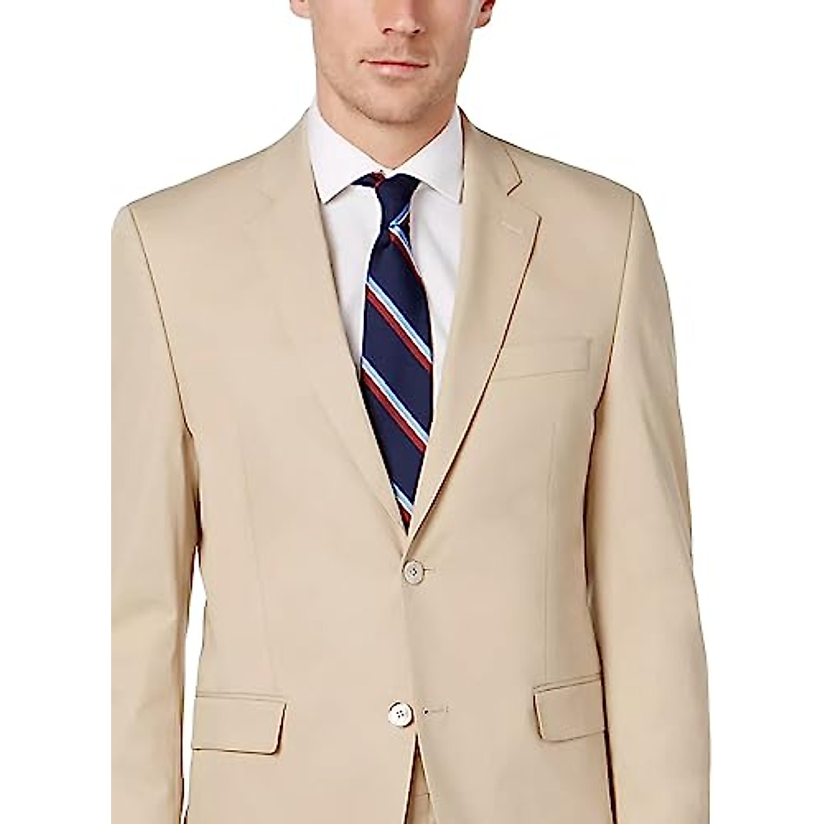 Lauren Ralph Lauren Mens Stretch Suit Separate Two-Button Suit Jacket Tan 50L