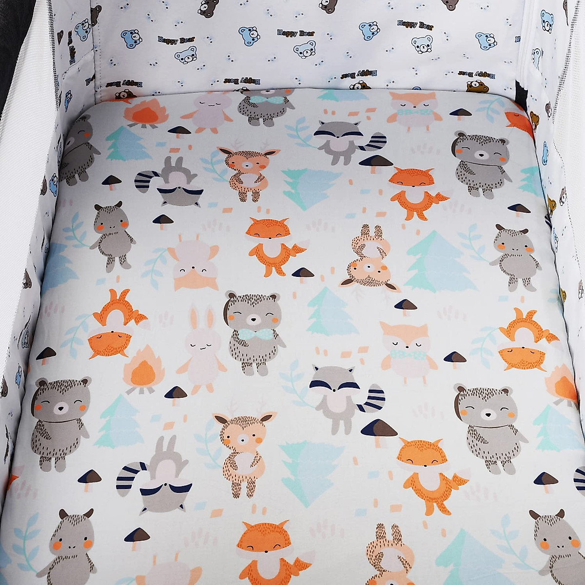 Tontukatu Bassinet Sheet Set 2 Pack Snug Fitted Cradle Fitted Sheets, Stretchy Ultra Soft, for Oval Rectangle Hourglass Bassinet Mattress, Unisex Boy Girl, Tiger Elephant & Fox