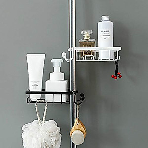 Bathroom Organizer Shelves Double Hook Faucet Rack Kitchen Sink Sponge Rag Storage Rack Bathroom Wrought Iron Drain Shelf (Color : Black)