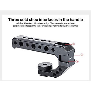 R005 Camera Top Handle Camera Top Cheese Handle Grip Universal Video Stabilizing Rig W 3 Cold Shoe Adapters to Mount Microphone, LED Light, Monitor, Easy Low Angle Shoots Metal