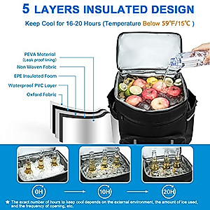 Backpack Coolers Insulated Leak Proof, 45 Cans Beach Cooler Backpack Large Capacity, Lightweight Ice Chest Backpack, Waterproof Soft Cooler Bag Lunch Backpack for Men Women Camping Hiking (Black)