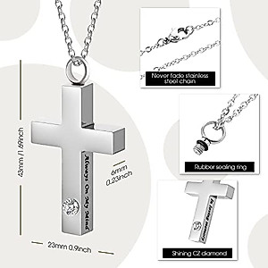 6 Pcs Urn Necklace for Ashe Stainless Steel Cremation Jewelry for Ashes Cross Ashes Necklace Memorial Cross Necklace Urn for Men Women