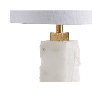 JONATHAN Y JYL6202A Eloise 23" Alabaster/Metal LED Table Lamp Contemporary Transitional Bedside Desk Nightstand Lamp for Bedroom Living Room Office College Bookcase LED Bulb Included, White/Gold Leaf