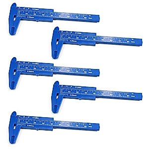 Utoolmart Vernier Caliper 80mm / 3.1-inch Plastic Measuring Tool for Precision Measurements Outside Inside Depth (Blue) 5 Pcs