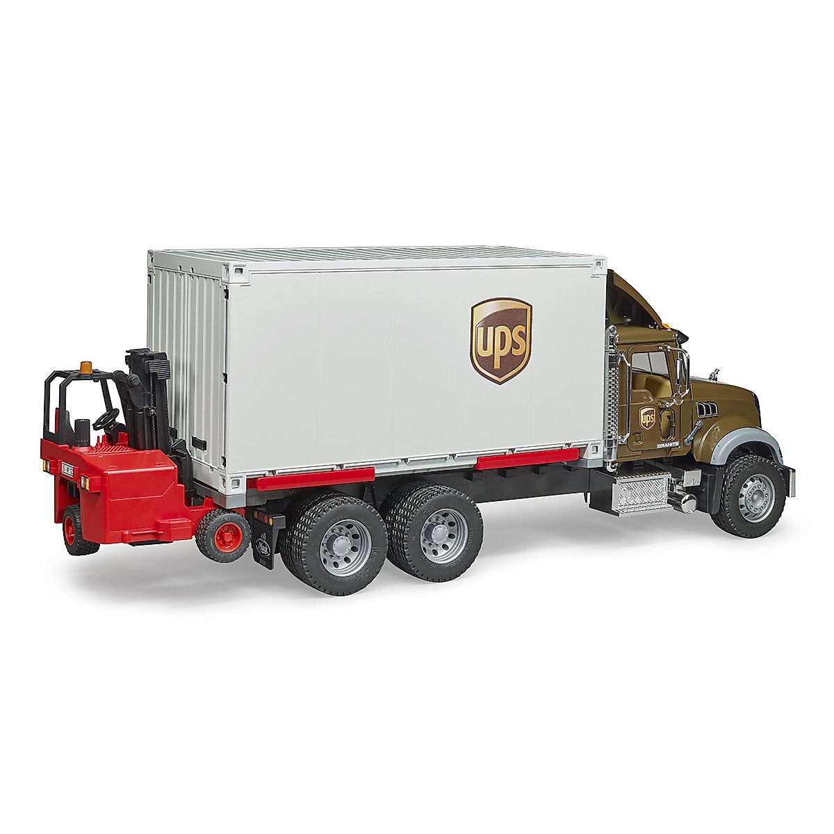 Bruder 02828 Mack Granite Ups Logistics Truck with Forklift Vehicles - Toys