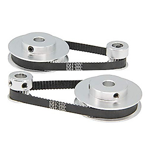Zeberoxyz 2PCS Set GT2 Synchronous Wheel 20&60 Teeth 8mm Bore Aluminum Timing Pulley with 2PCS Length 200mm Width 6mm Belt (20-60T-8B-6)