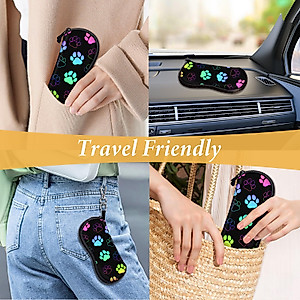Swooflia Sunglass Glasses Eyeglass Case Bag, Soft Reading Glass Pouch for Kids Women Men Black Paw Neoprene Travel Extra Large Slim Cases with Clip Zipper