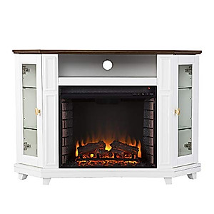 SEI Furniture Dilvon Electric Media Fireplace w/Storage, White/Brown