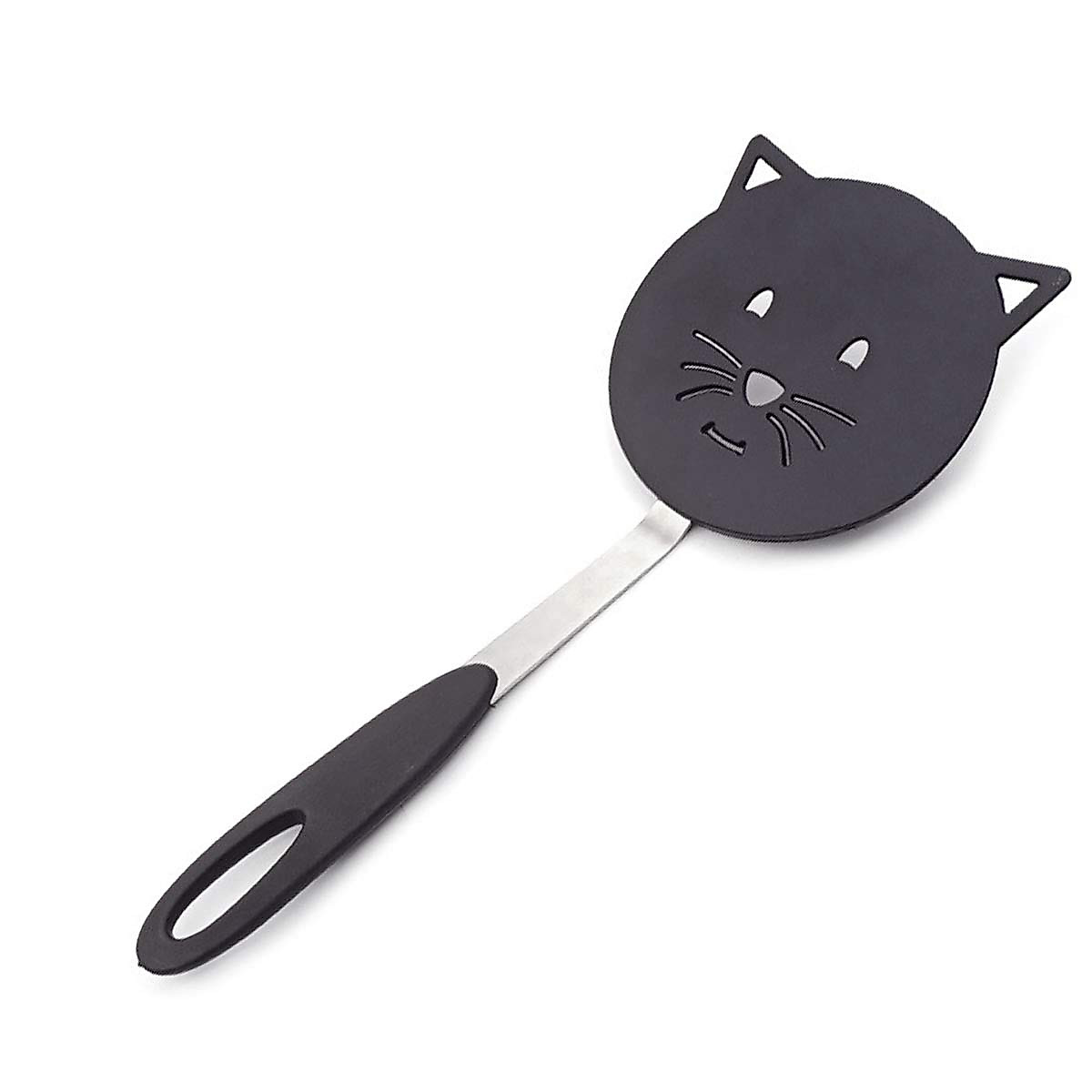 GOODFEER Nylon Turner cute Cat Shape Small heat resistant wok spatula for non stick cookware with stainless steel bracket for cooking, fish,eggs, pancakes, fried rice.