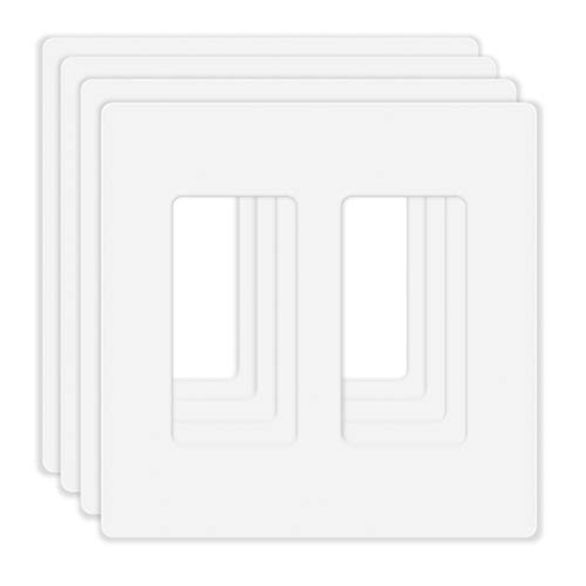 4 Pack Screwless Decorator Wall Plate for Electric Outlets, GFCI, Dimmers, Switches, 2-Gang Unbreakable Child Safe Cover Plate, White