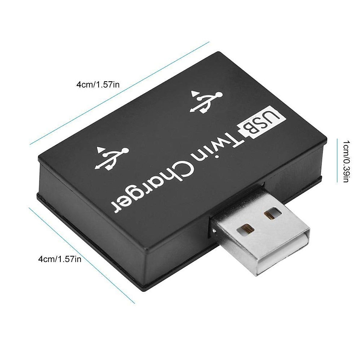 Mini Hub USB2.0 Male to 2-Port USB Twin Charger Splitter Adapter Converter Kit for Mobile Phone/Laptop (Black)