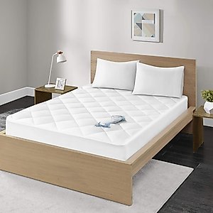 Madison Park King Mattress Protector Pad Waterproof Bed Cover, Breathable 300TC Sateen Cotton, Diamond Quilted Topper, Quiet Nights, Fitted Pocket Fits Up to 18 Inch, Machine Washable, White
