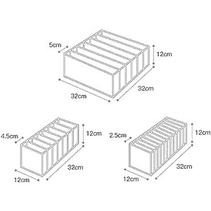 3 pack Underwear Organizer Drawer Divider , Home Foldable Underwear Socks Closet Storage Box (Gary)