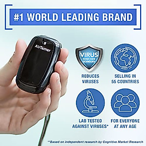 AirTamer A315 Advanced Rechargeable and Portable Air Negative Ion Generator | Proven Performance, Black with Black Leather Travel Case