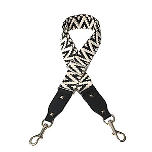 Adjustable Handbag Strap Replacement Guitar Style Canvas 36"-54" Crossbody Strap for Handbags (White)