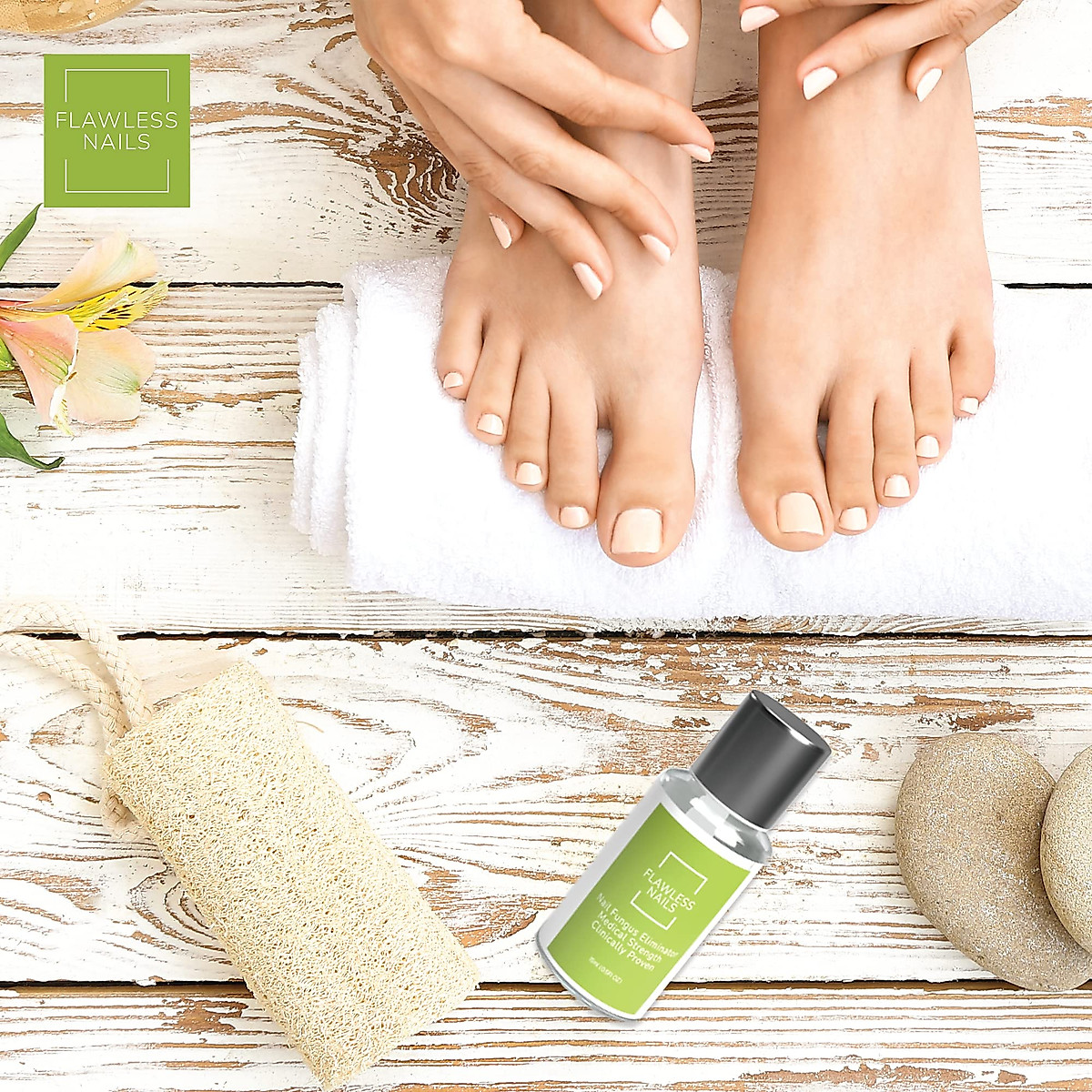 Flawless Nails Toenail Fungus Treatment | Clinically Proven Formula with Tolnaftate | Toe Fungus Nail Treatment Extra Strength Fast Acting | Athletes Foot Treatment and Antifungal Nail Polish (15mL)