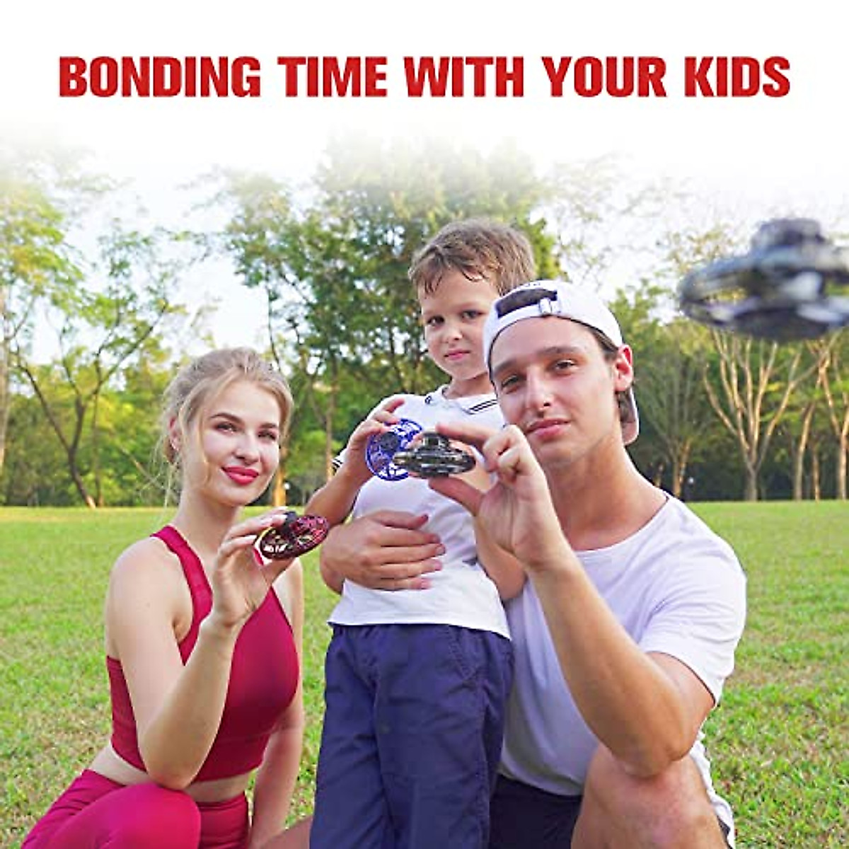 GOOLY Flying Spinner Mini Drone, Hand Operated Drones for Kids Adults, Flying Ball Toy with 360° Rotating LED Lights Indoor Outdoor, Stress Relief UFO Drone Toys for Boys Girls Gift