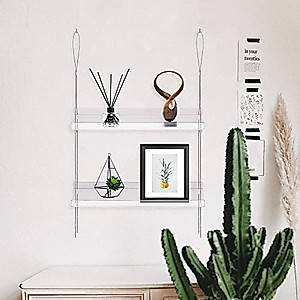 Sumerflos Acrylic Hanging Floating Shelves, 2Tier Clear Indoor Wall Window Storage Rack, Height Adjustable Display Floating Shelves for Home, Kitchen, Bedroom, Bathroom