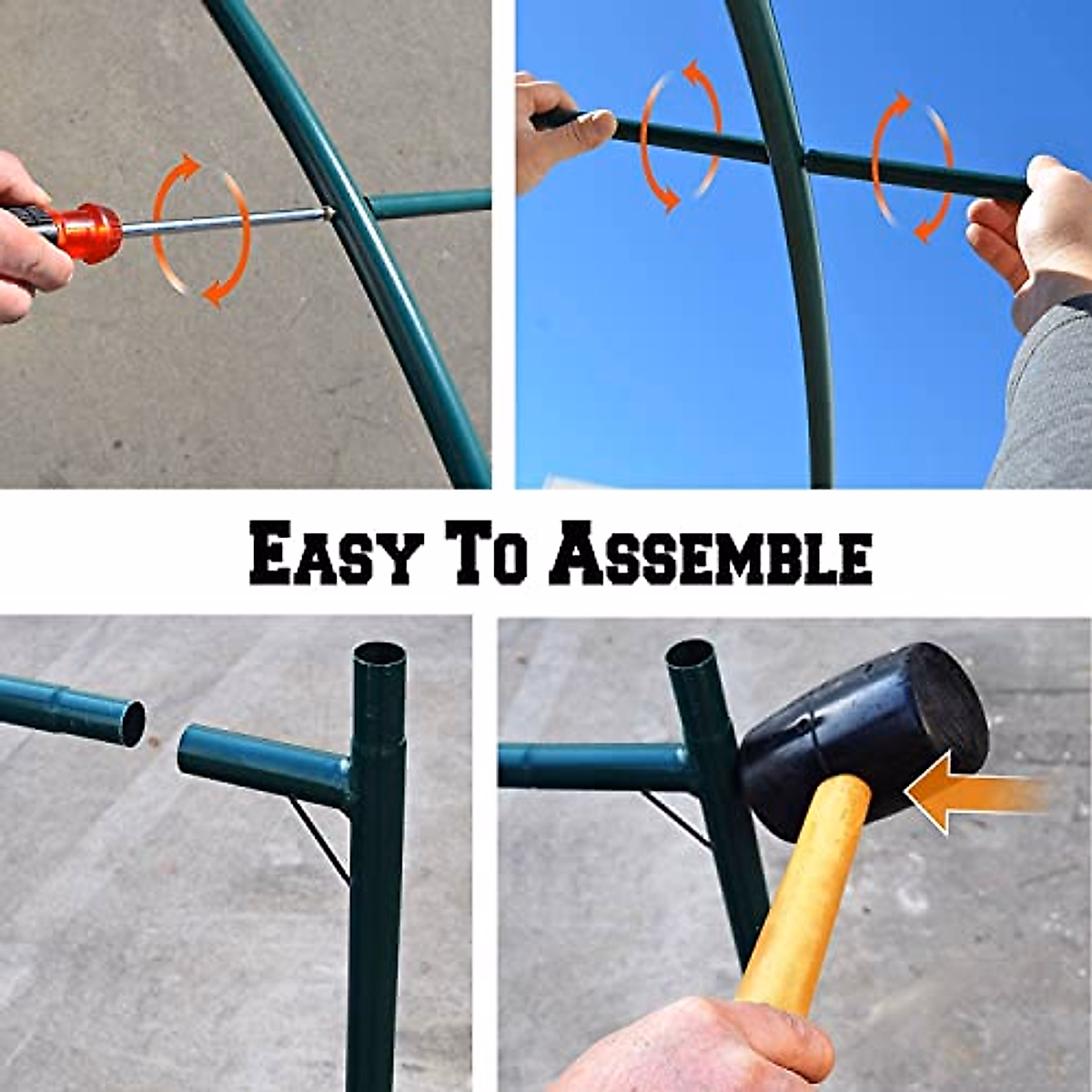 YardGrow Greenhouse Frames for Larger Hot Garden House Support Arch Frame Climbing Plants/Flowers/Vegetables Outdoor (16x7x7 FT)