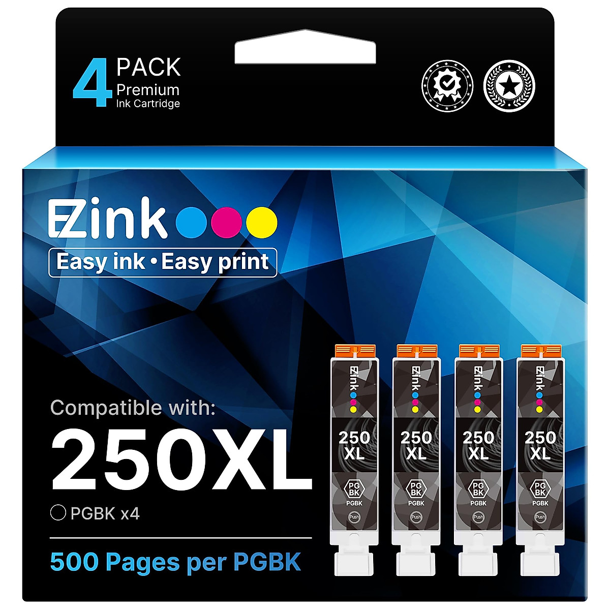 E-Z Ink (TM Compatible Ink Cartridge Replacement for Canon PGI-250XL PGI 250 XL to use with PIXMA MX922 MX722 MG5420 MG5520 MG5620 MG6320 MG6420 MG6620 MG7120 MG7520 iP8720 (Large Black) 4 Pack