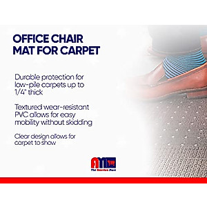 AM The America Store Chair Mat for Carpet - Computer Desk Mat for Carpeted Floors - Easy Glide Rolling Plastic Mat for Office Chair on Carpet for Work, Home, Gaming with Extended Lip (36” x 48”)