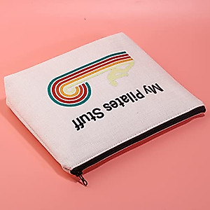 JXGZSO Funny Pilates Makeup Bag Pilates Lover Gifts My Pilates Stuff Cosmetic Pouch Bag Yoga Meditation Gift Yoga Instructor Gift