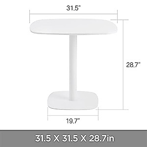 Roomnhome 31.5 X 31.5'' White Square Table with 0.7'' Thickness MDF top