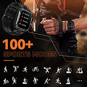 Military Smart Watches for Men (Call Receive/Dial) 1.95" HD Large Screen, Outdoor Tactical Rugged Smart Watch, Sport Fitness Tracker Watch with Compass Heart Rate Monitor Compatible with iOS & Android