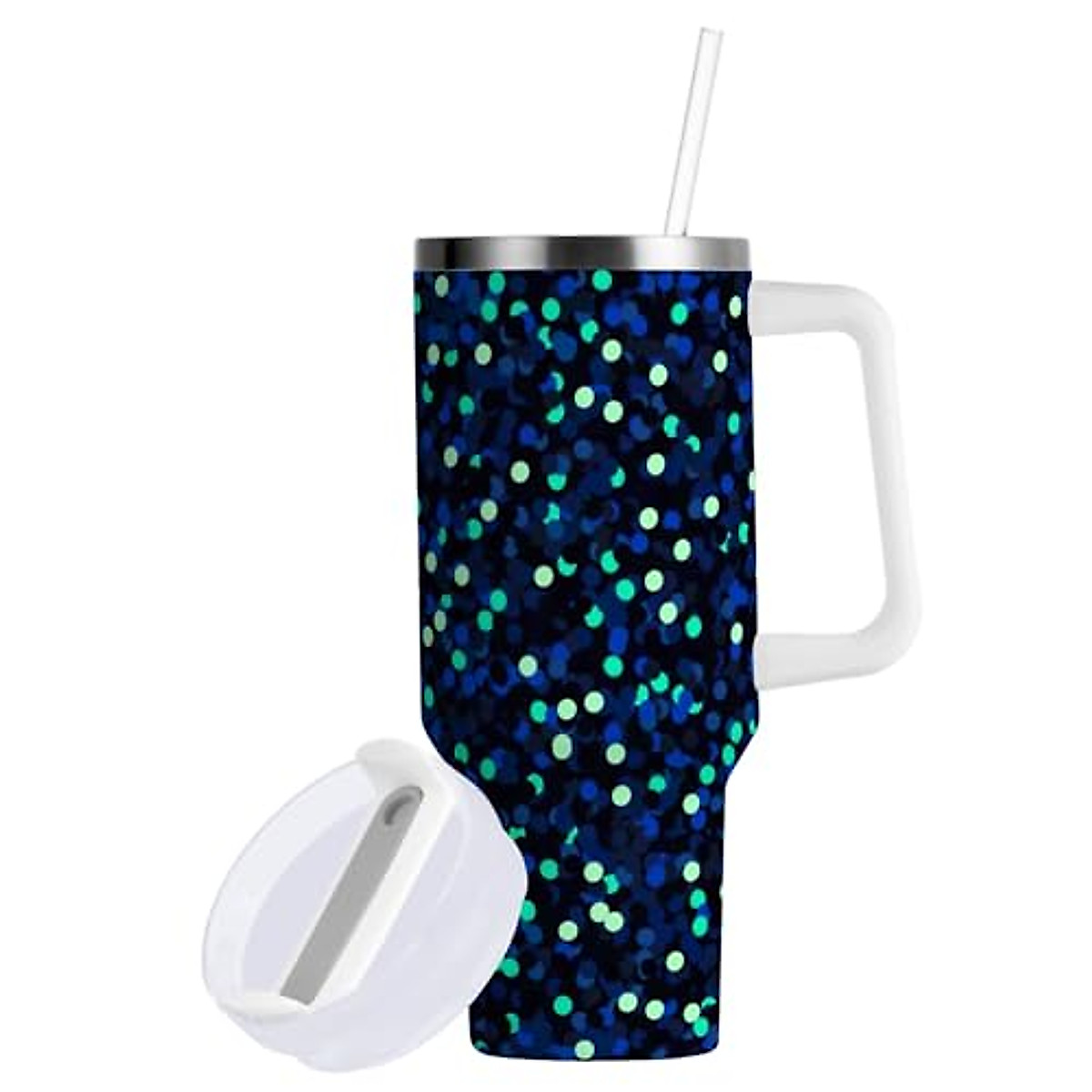 ODAWA Large Leak Proof Tumbler, Night Blue Navy Vacuum Insulated Tumbler with Handle and Straw Lid Insulated Travel Tumbler