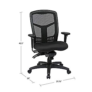 Office Star ProGrid Breathable Mesh Manager's Office Chair with Adjustable Seat Height, Multi-Function Tilt Control and Seat Slider, High Back, Coal FreeFlex Fabric