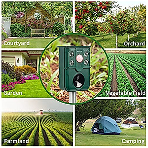 MAGIC CAT Solar Animal Repellent, Ultrasonic Outdoor Animal Repeller with Motion Sensor & Flashing Light, Waterproof Garden Yard Farm Repellent for Cat, Dog, Raccoon, Skunk, Squirrel, Deer, Rabbit
