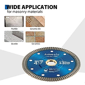 amoolo 4-1/2" Diamond Saw Blade, X-Teeth Diamond Blade for Porcelain, Tile, Brick, Granite and Concrete (4.5"-3pcs)
