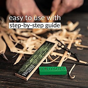 Hutsuls Pocket Knife Strop Kit - Get Razor-Sharp Edges with Pocket Leather Strop for Knife Sharpening, Easy to Use Knife Stropping Kit with Stropping Compound, Stropping Leather Sharpening Strop Block