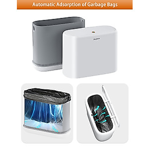 funest Bathroom Trash Can, 3.3 Gallon/12.5 Liter Slim Garbage Can with Lid, Adsorption Trash Can with Press-Top Lid, Narrow Plastic Wastebasket for Bathroom, Office, Bedroom, Kids Room, Living Room