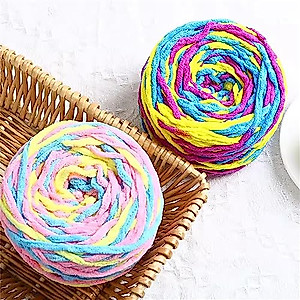Multicolor 190g/ball Chenille Knitting Yarn Soft Ice Strip Line Cotton Yarn DIY Wool Yarn for Hand Knitting Scarf Thick Wool Yarn