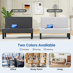 Anranni 41" Mini Couch with USB Charging Port for Bedroom, Mini Futon, Armless Couches Loveseat for Small Spaces Living Room, Seating for Apartment, Office, Dorm, Office, Classroom Furniture