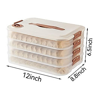 MANHONGYU 4-layer Food Storage Container, Transparent Food Preservation Box for Kitchen and Refrigerator, Dumpling Box, Well Sealed